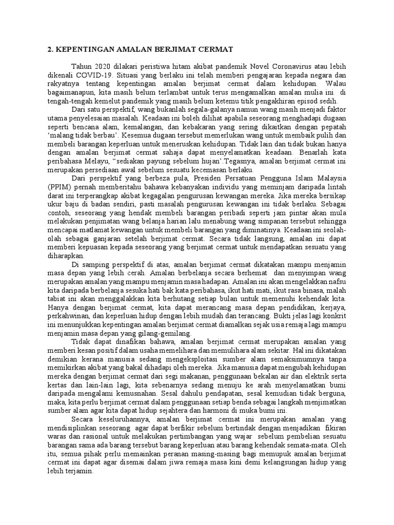 Kepentingan Amalan Berjimat Cermat | PDF