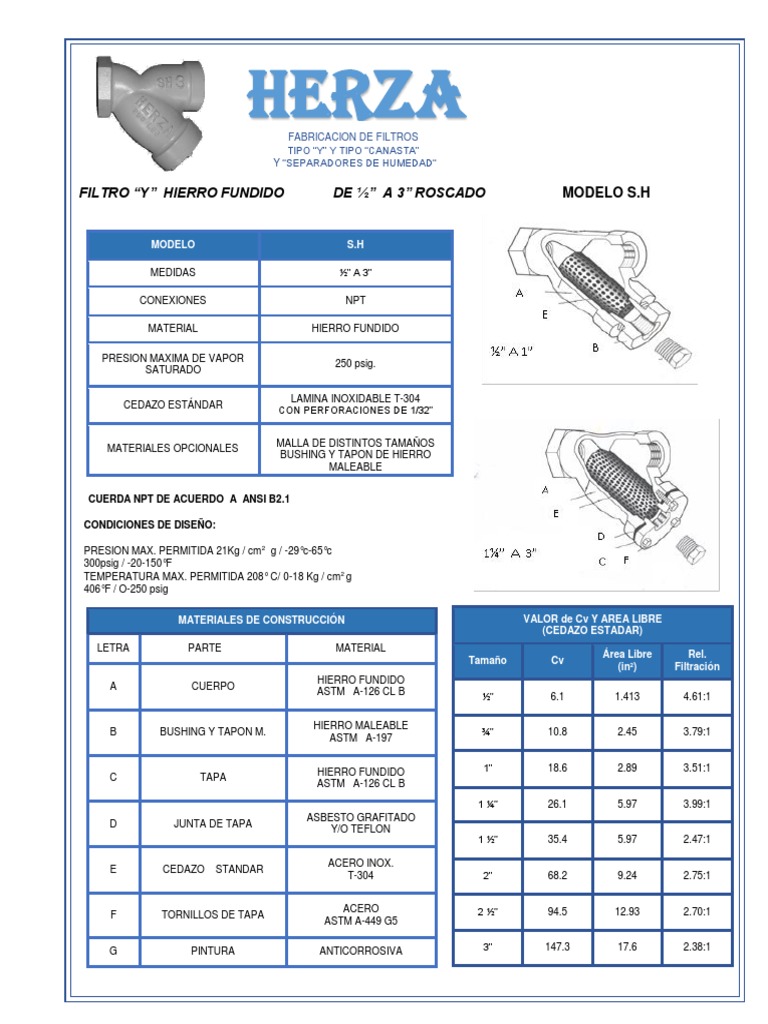 Filtro 'Y'.CATALOGO Y ROSCADOS | PDF | Materiales | Metales de transición
