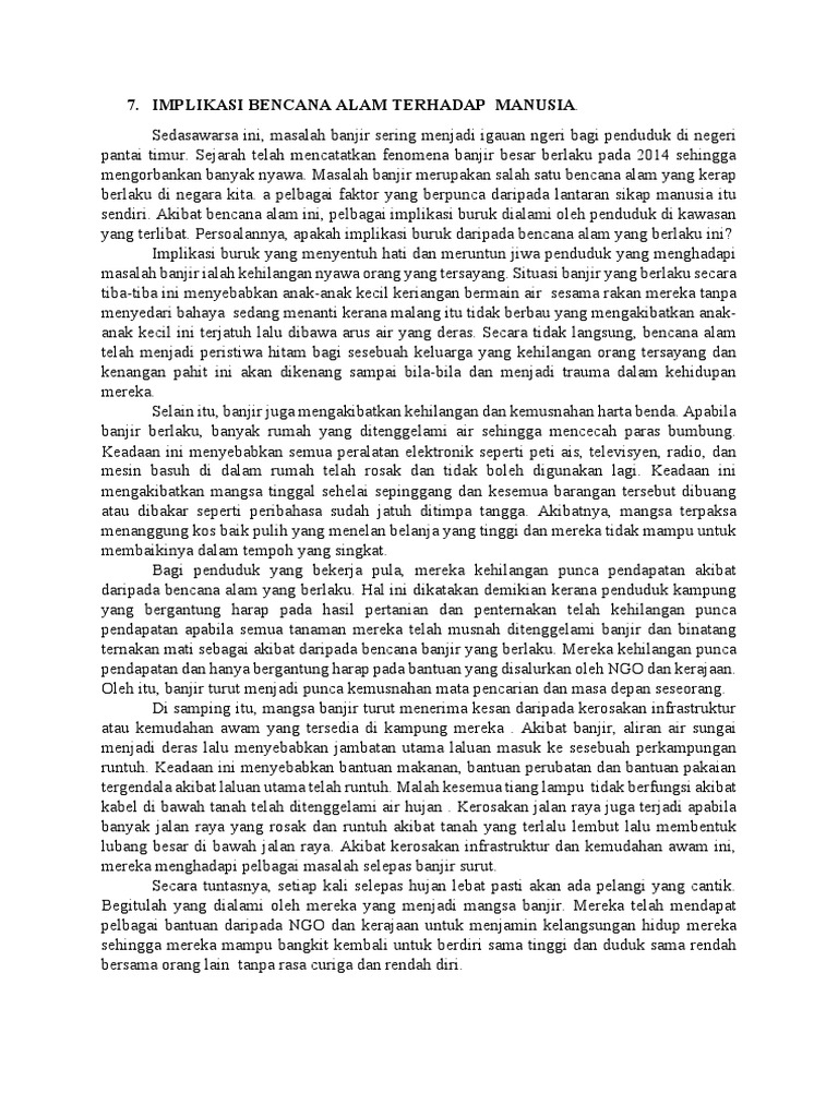 Implikasi Bencana Alam Terhadap Manusia | PDF