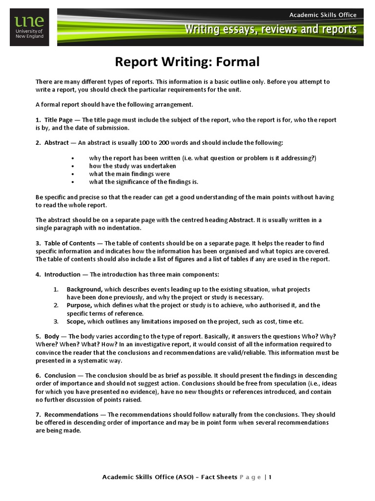 WE Writing a Formal Report | PDF | Abstract (Summary) | Paragraph