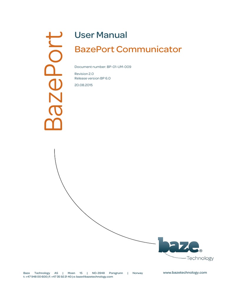 BP-01-UM-009 User Manual BazePort Communicator 2.0 | PDF