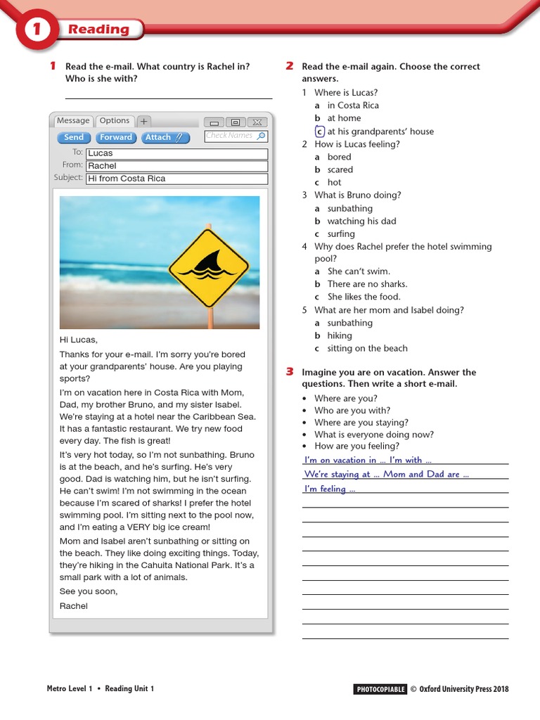 Metro Level 1 Reading Worksheets-1 | PDF