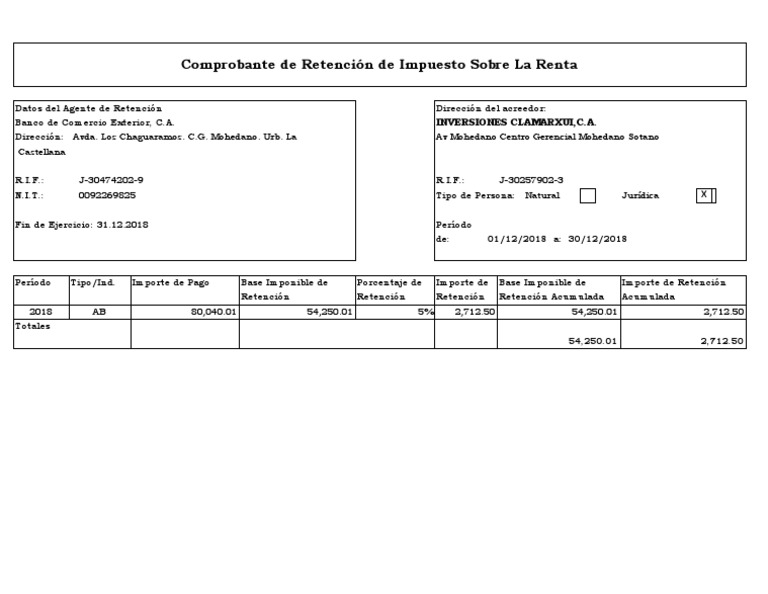Comprobante Manual Islr | PDF