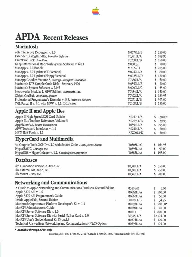 APDA Recent Releases 199005 | PDF | System Software | Computer ...
