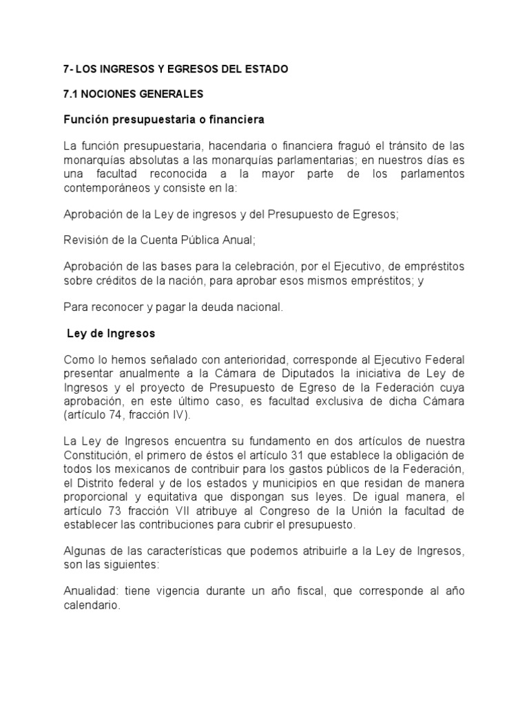 7 Los Ingresos y Egresos Del Estado | PDF | Presupuesto | Estado (política)