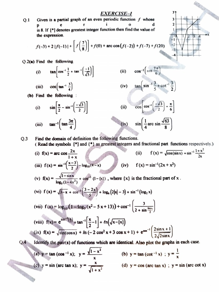 Trigonometric Functions Exercises | PDF | Trigonometric Functions | Function (Mathematics)