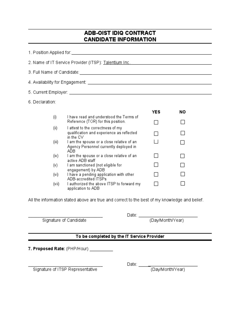 Candidate Information Sheet | PDF