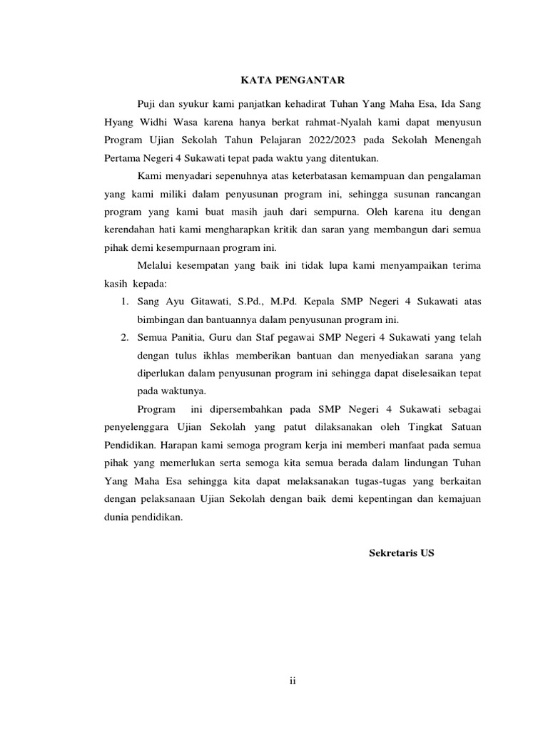 Kata Pengantar Us 2023 | PDF