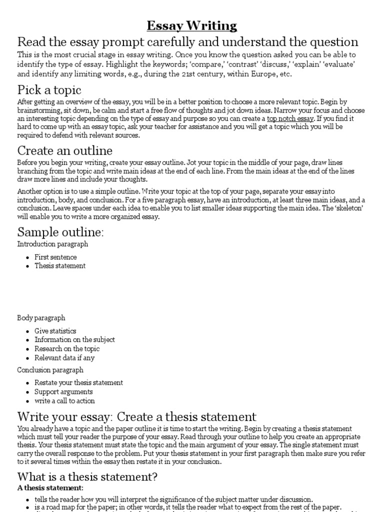 How To Write An Essay Note | PDF | Essays | Thesis