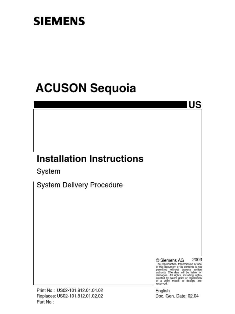 Sequoia Installation | PDF | Medical Ultrasound | Trademark