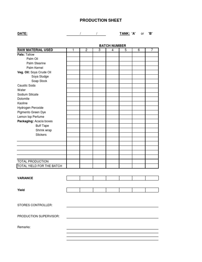 Production Sheet | PDF