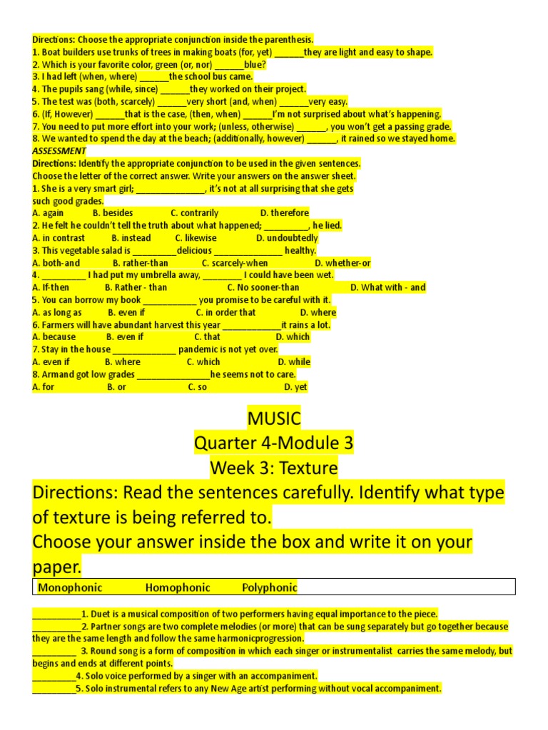 Q4 English and Music Activity Module 4 | PDF | Songs | Musical Compositions