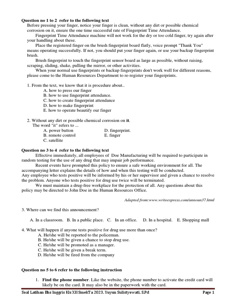 SOAL B 2023 GNP | PDF | Fingerprint