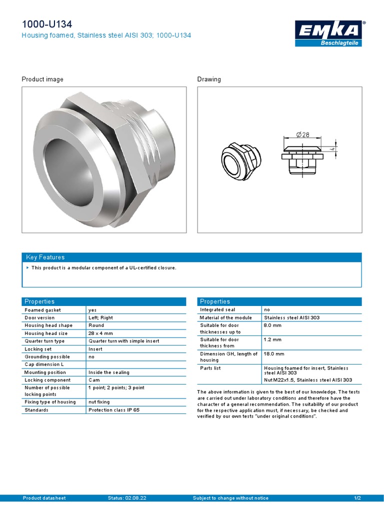1000 U134 Productsheet-nl NL | PDF | Stainless Steel | Building Engineering