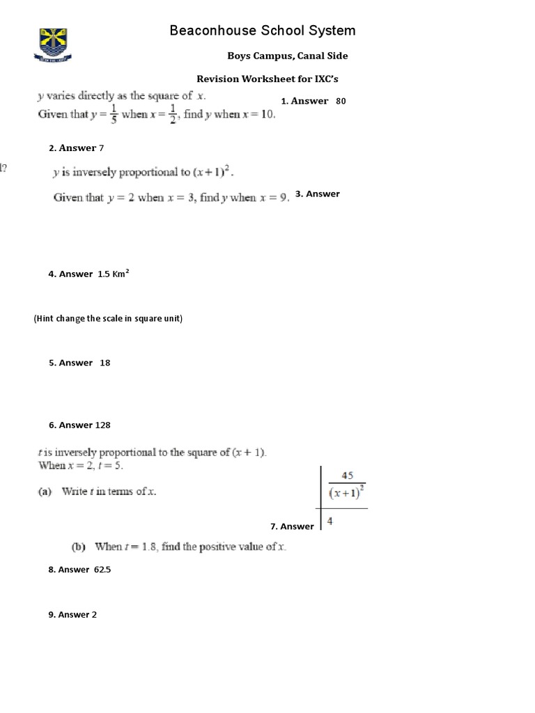 Revision Workshet Math 4024 | PDF | Area | Sphere