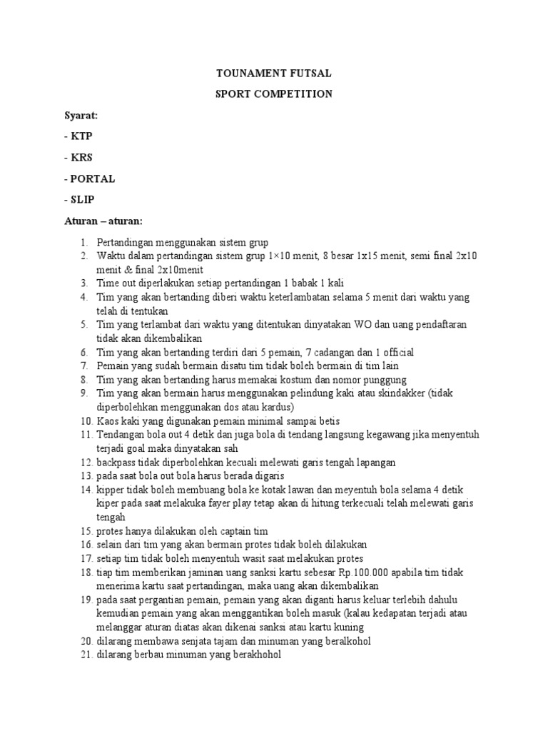 Peraturan Futsal | PDF