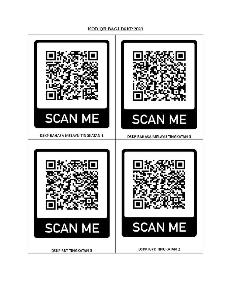 Kod QR Bagi DSKP Dan RPT 2023 | PDF
