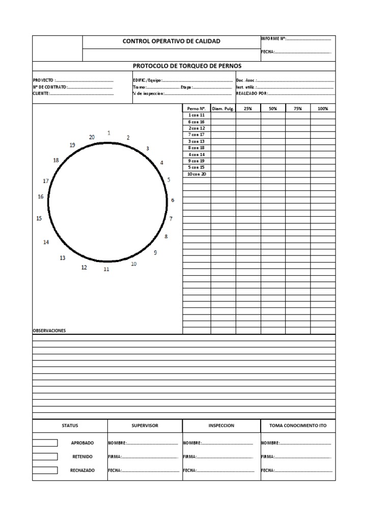 Protocolo Torque de Pernos 2 | PDF