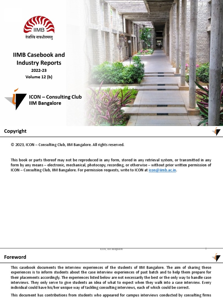 Icon Iimb Casebook 12 (B) | PDF | Profit (Economics) | Schools