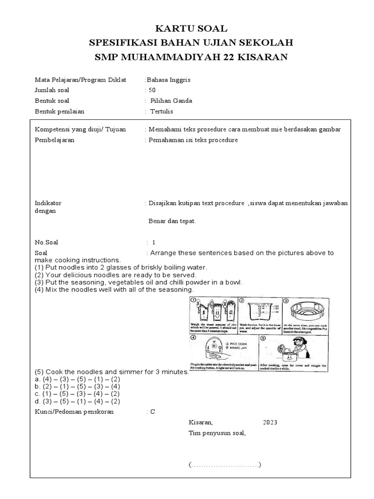 KARTU SOAL PAS SUMATIF TP. 2022 2023 Kelas IX | PDF