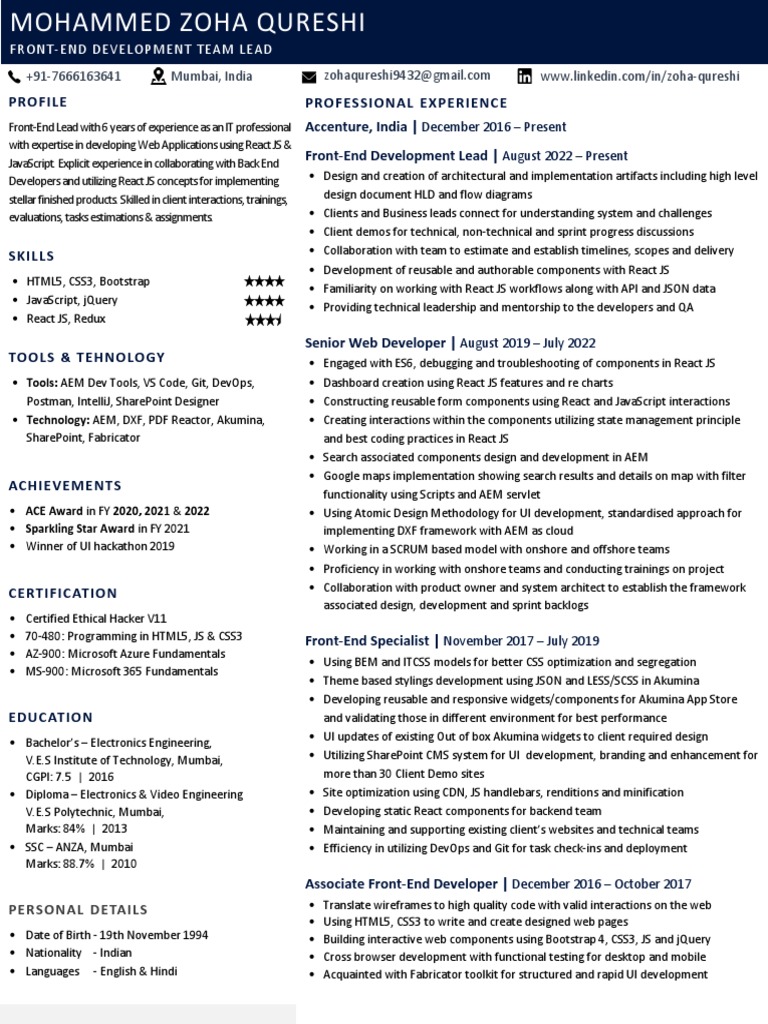 Mohammed Z Oh A Qureshi | PDF | Java Script | Scrum (Software Development)
