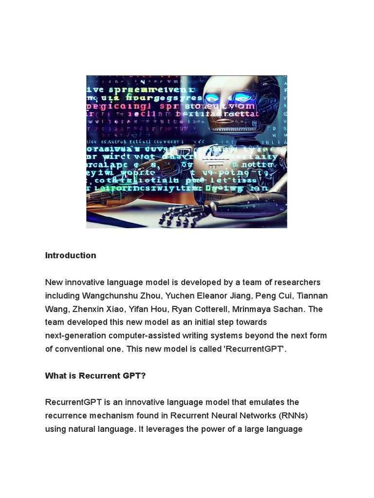 RecurrentGPT Language Based AI For Long Text Generation | PDF | Input/Output | Systems Science