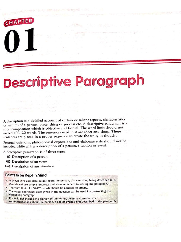 Descriptive Paragraph Template Descriptive Paragraph | PDF