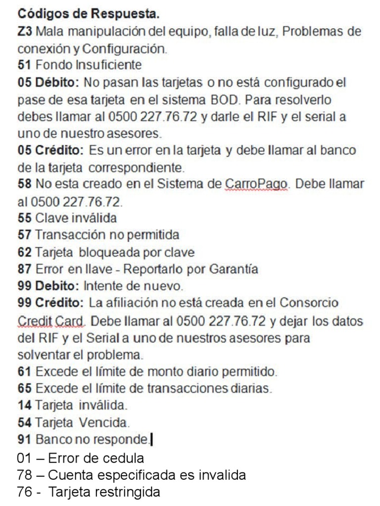 Codigos Carro Pago | PDF