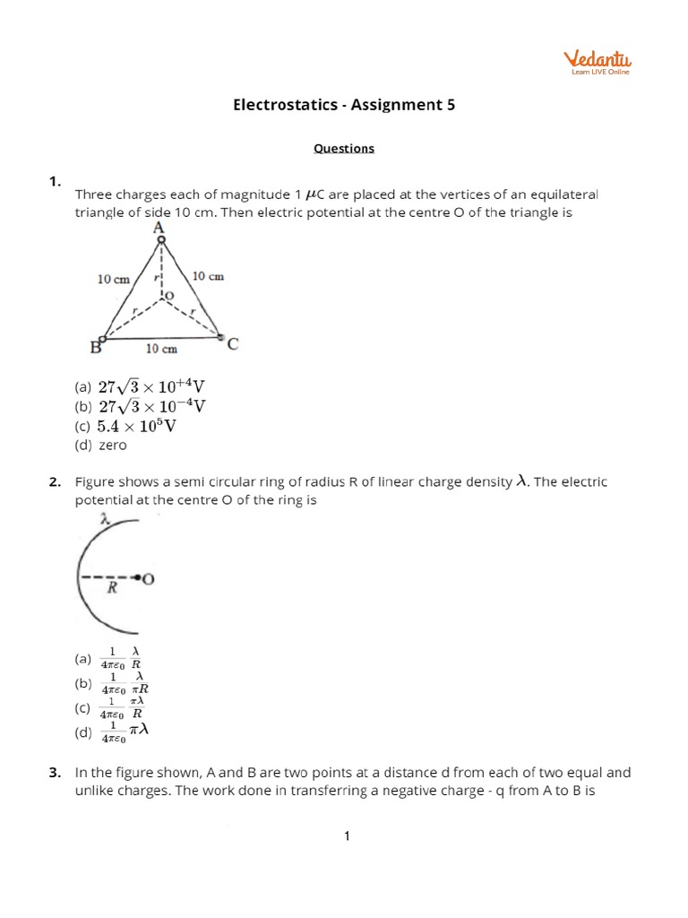 Electrostatics - Assignment 5 | PDF