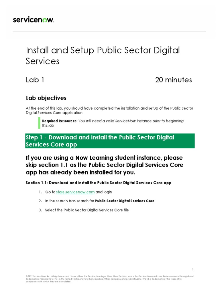 Lab 1 - Install and Setup Public Sector Digital Services | PDF