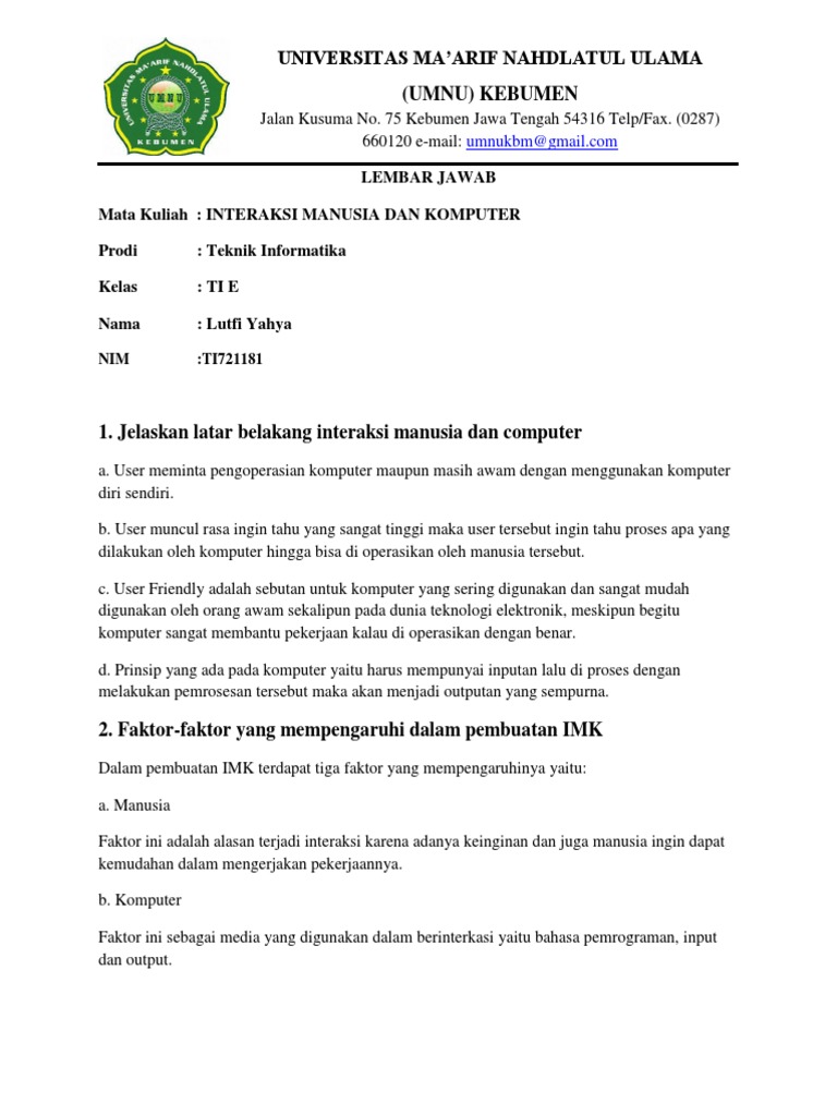 UTS IMK_TI E_LUTFI YAHYA_TI721181 | PDF