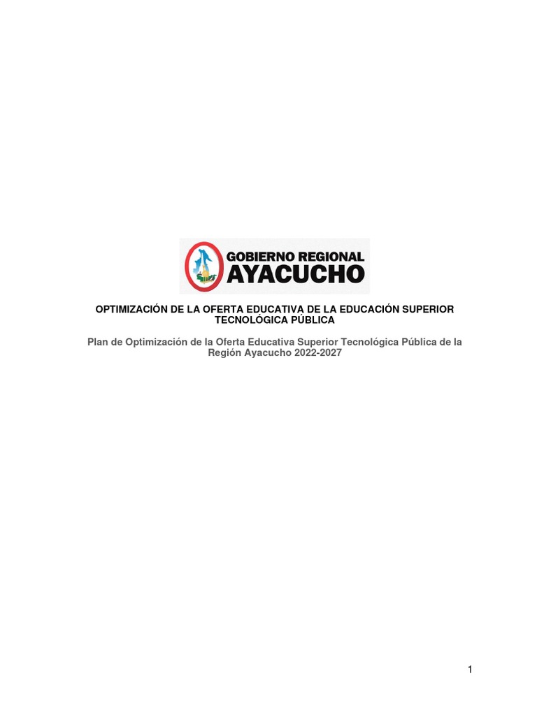 Plan de Optimización Ayacucho - V.final 04.11.2022 | PDF | Perú | Educación más alta
