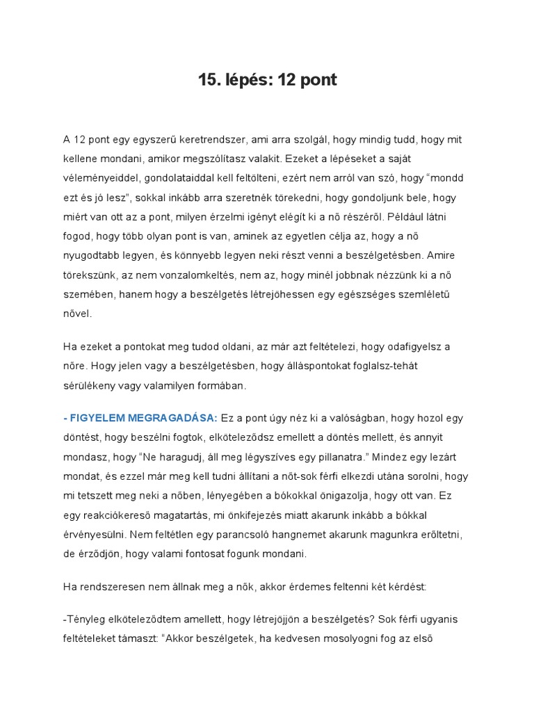 12 Pont Nappali Ismerkedéshez | PDF