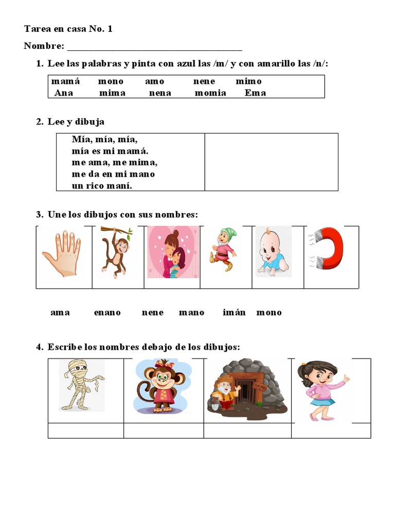 Actividades Con M, N | PDF