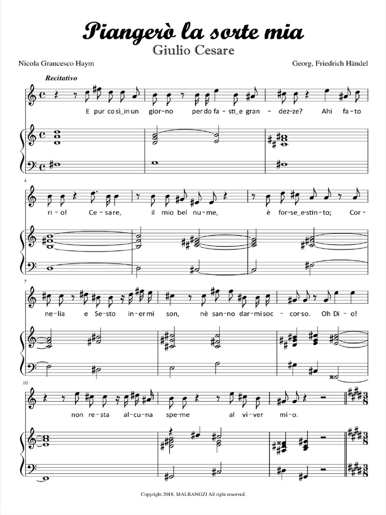 Händel - Piangerò La Sorte Mia | PDF