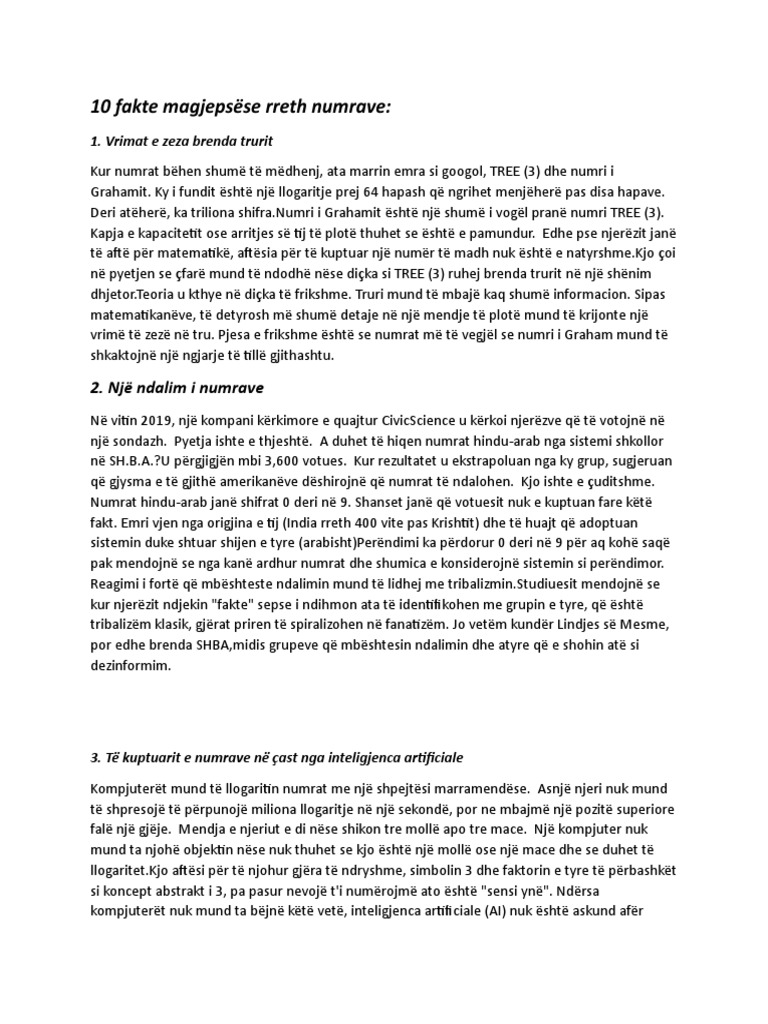 10 Fakte Magjepsëse Rreth Numrave | PDF