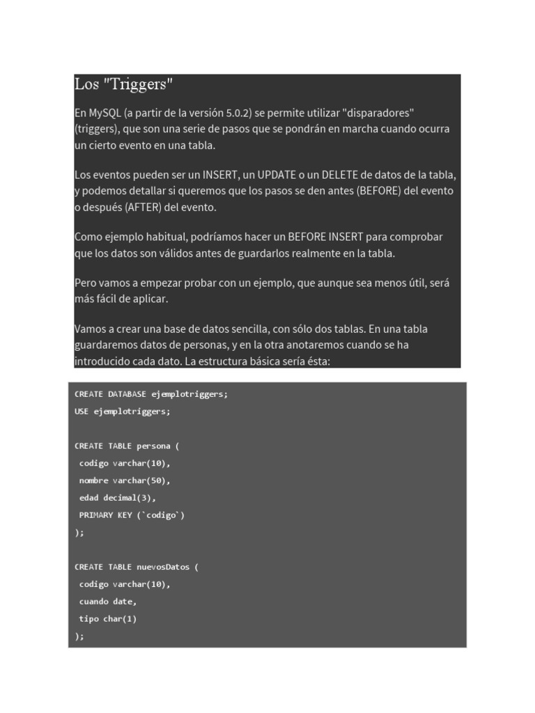 Trigger OTRO EJERCICIO | PDF | Gestión de tecnología de la información ...