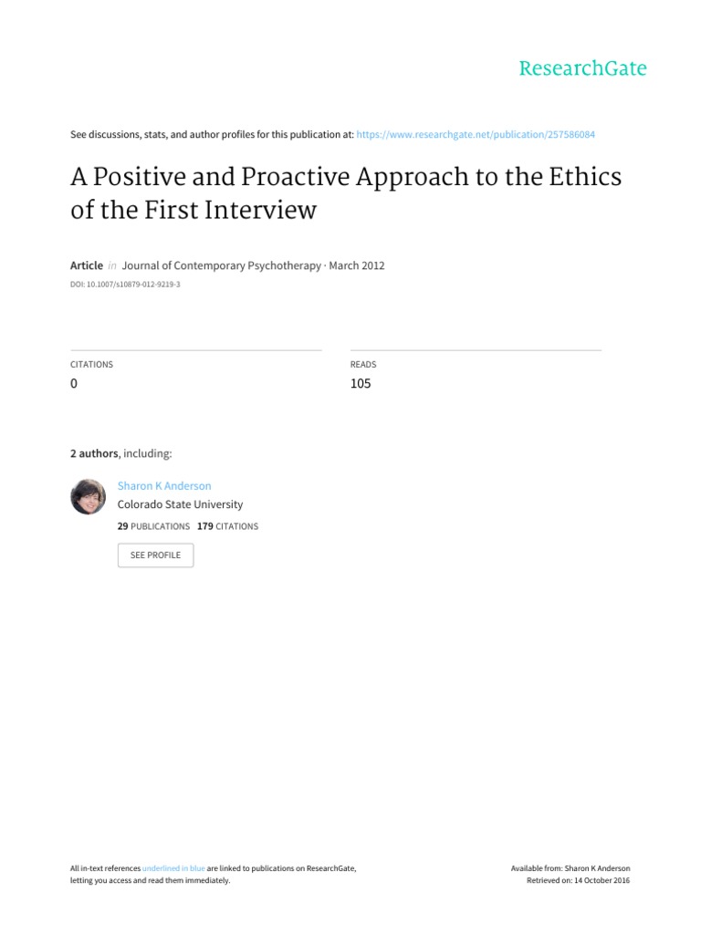 A Positive and Proactive Approach To The Ethics | PDF | Psychotherapy ...
