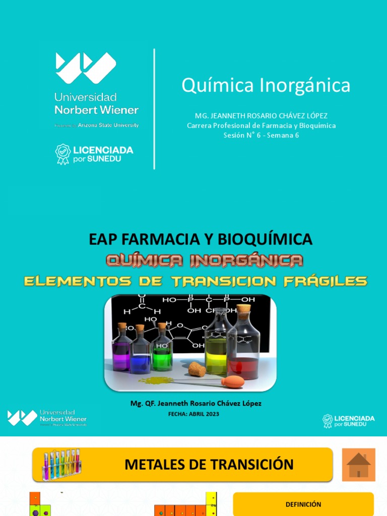 ELEMENTOS DE TRANSICION FRAGILES 2023-I.pdf SEMANA 6 | PDF | Rieles | Metales de transición