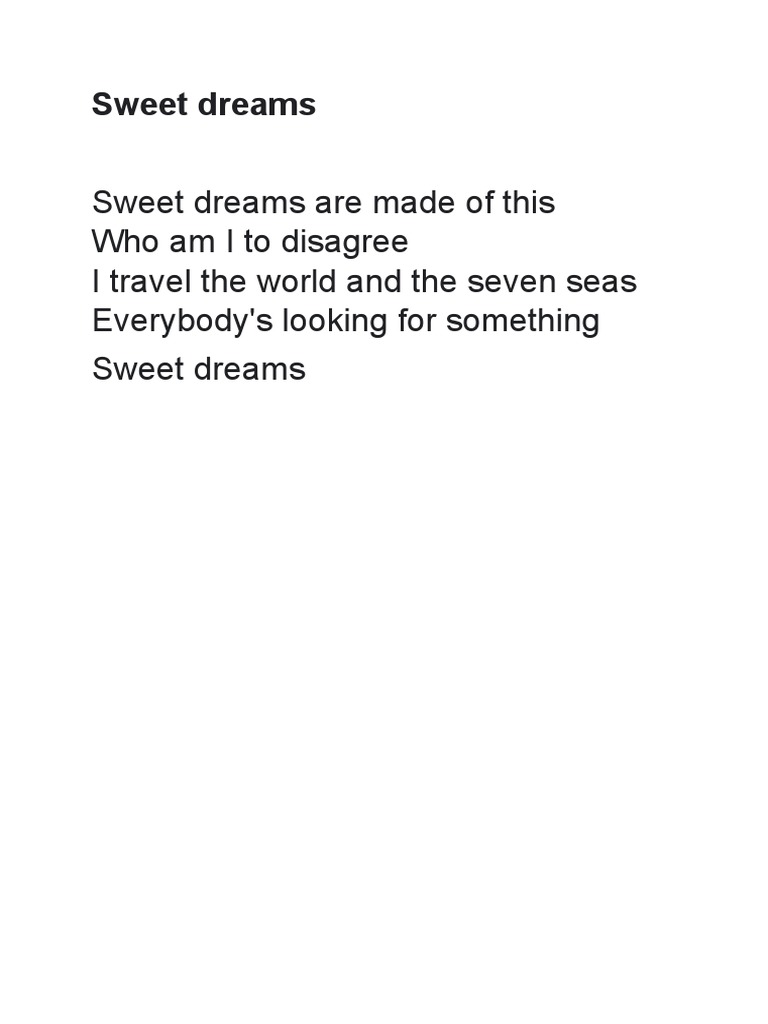 Sweet Dreams Tekst | PDF