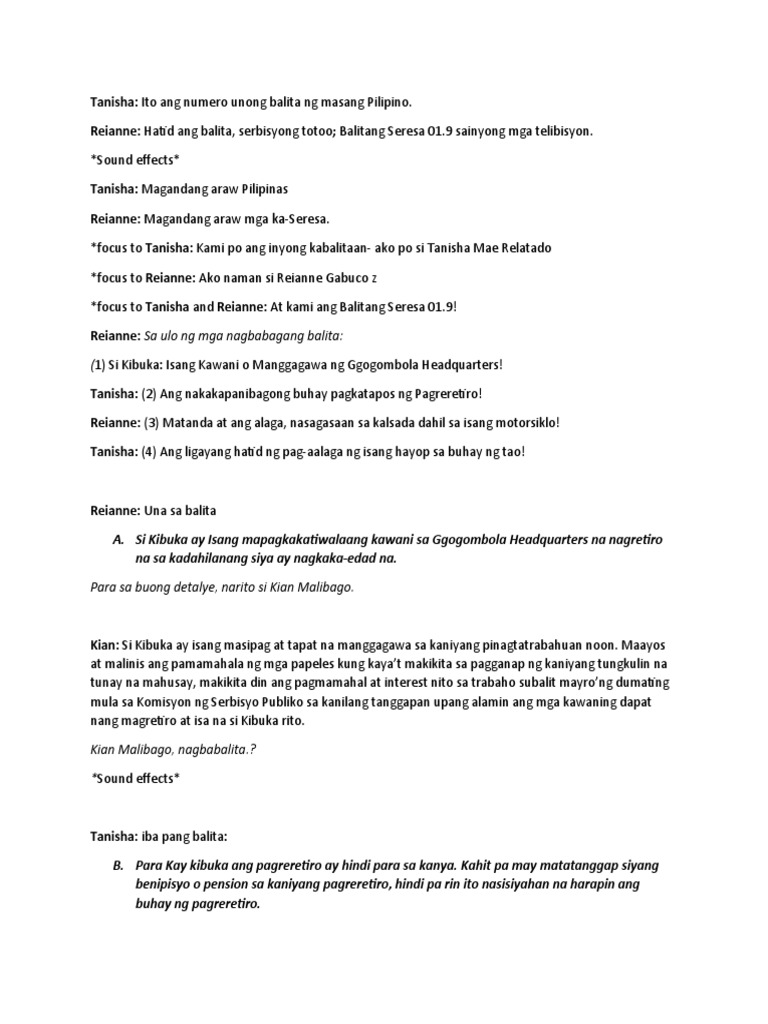 Broadcast Script | PDF