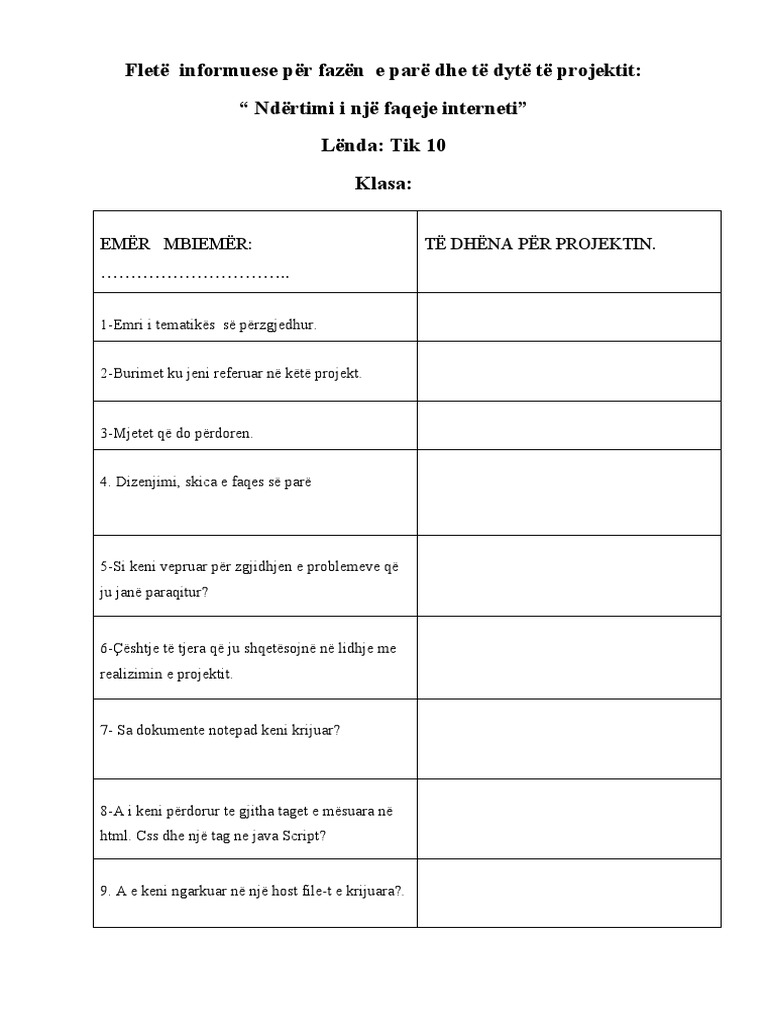 Flete Informuese - Projekt.1 | PDF