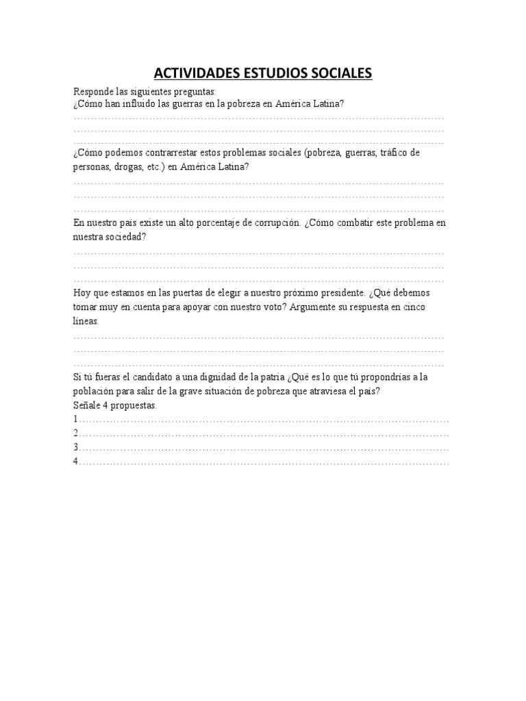 Actividades Estudios Sociales Semana 7 2020-2021 | PDF