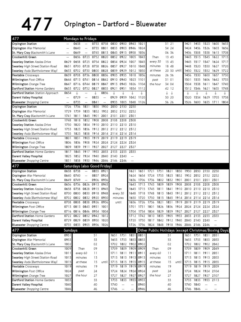 477 Timetable | PDF | Holidays | Observances
