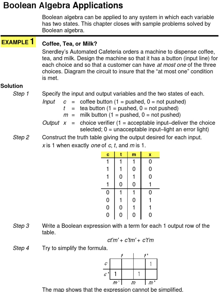 Ap08 Cs BoolAlgApps Problems | PDF | Boolean Algebra | Teaching Mathematics