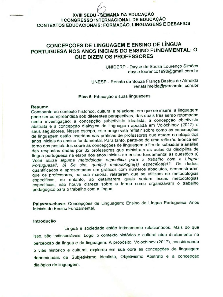 Texto 6 Concepções De Linguagem E Ensino De Língua Portuguesa Nos