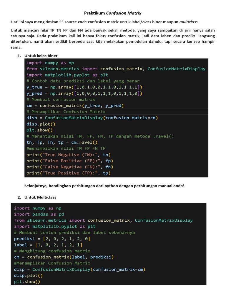 Praktikum Confusion Matrix | PDF | Komputer
