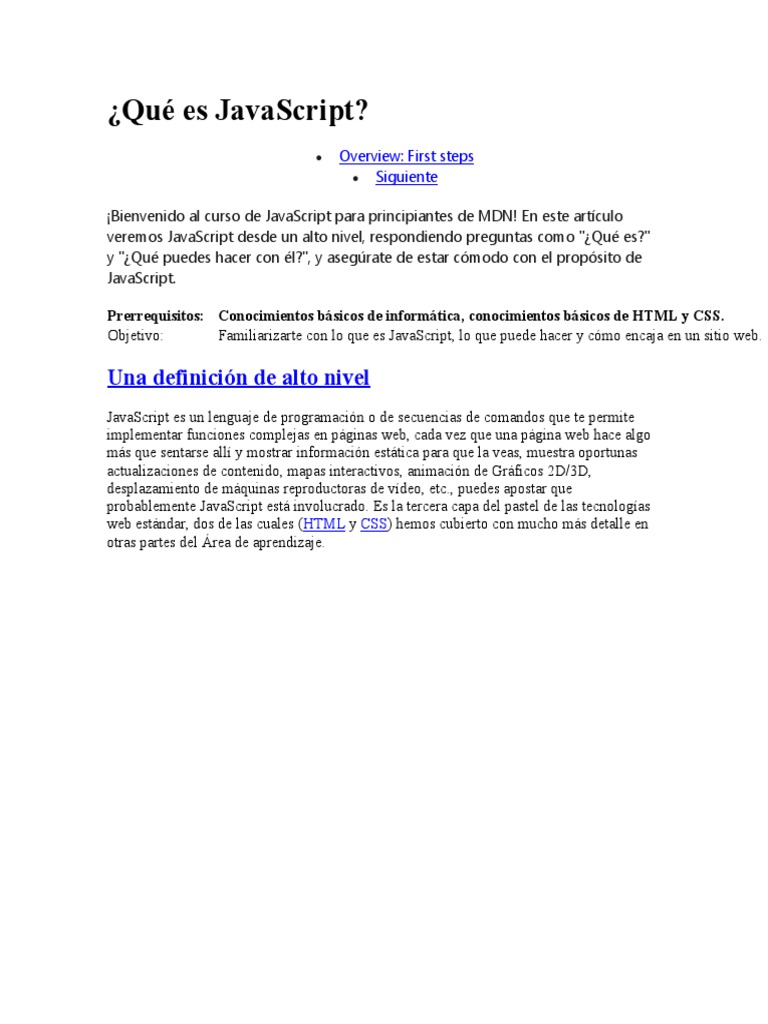 Qué Es JavaScript | PDF | Script Java | Redes Qué Es JavaScript | PDF | Script Java | Redes