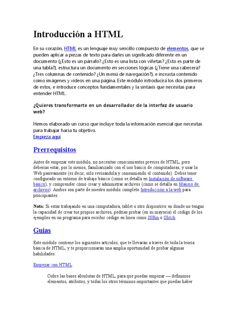 Introducción A HTML | PDF | HTML | Hipervínculo