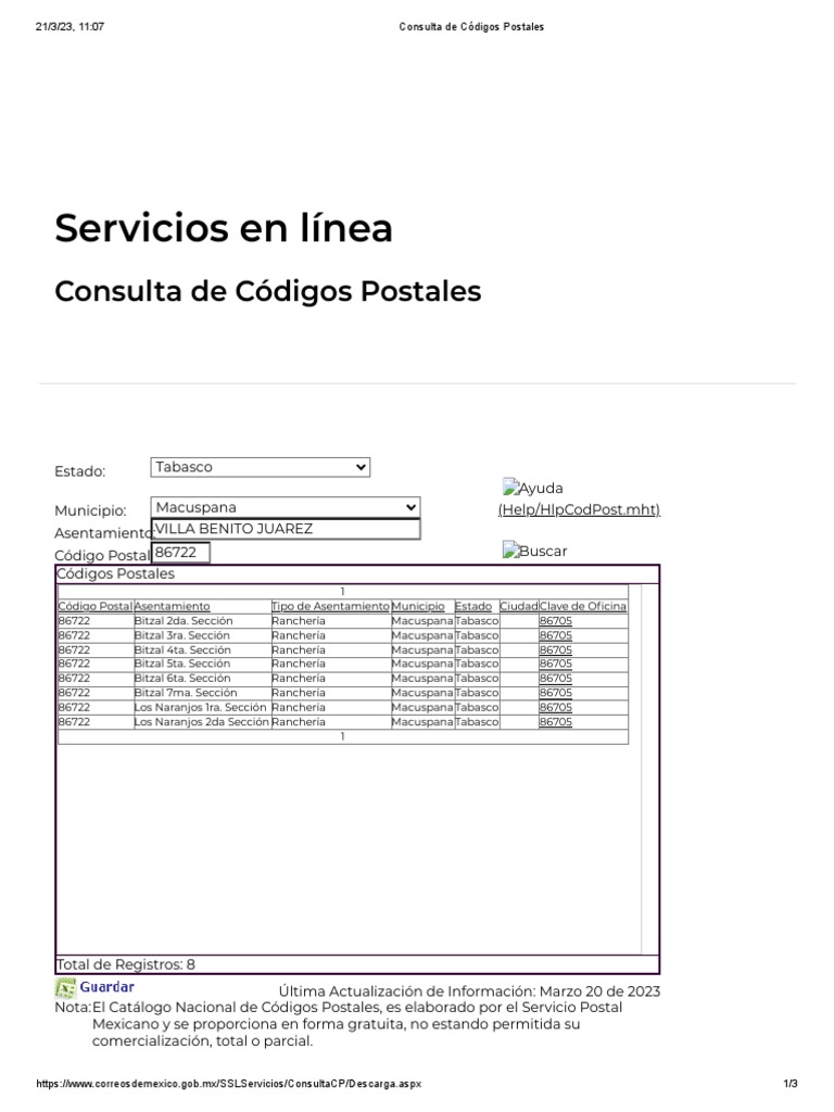 Consulta de Códigos Postales | PDF | Tecnologías de la información ...